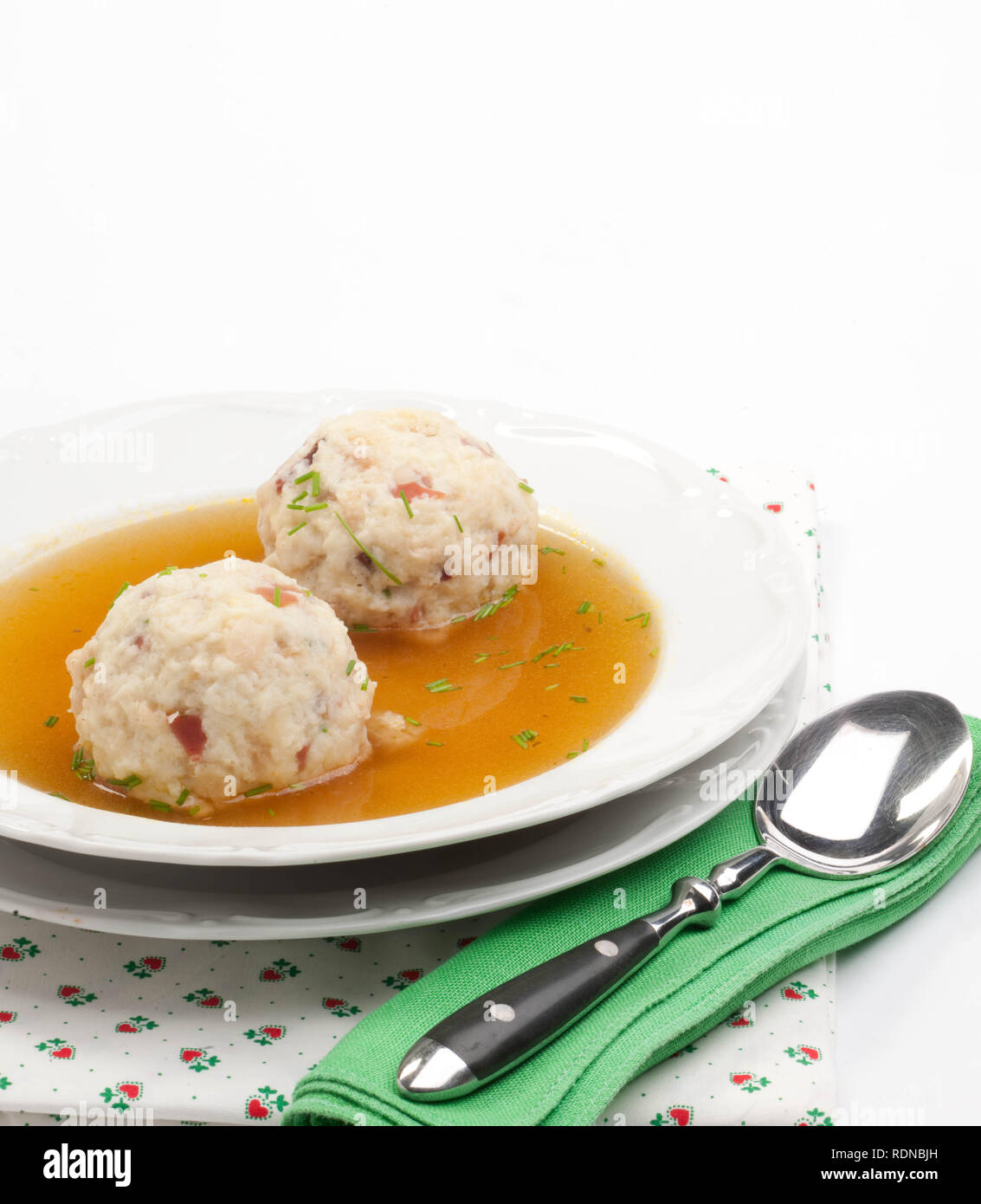 Canederli, or Knodel: bread balls with parmesa cheese and speck Stock ...