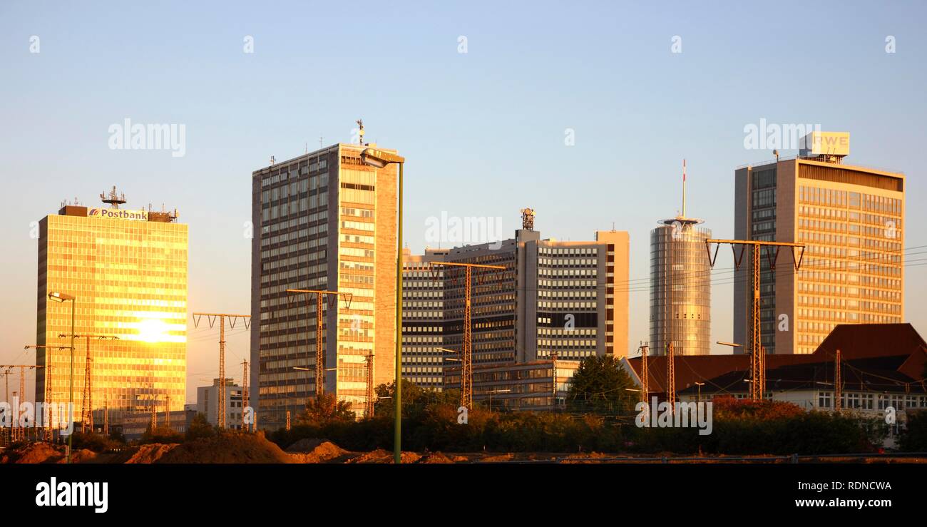 Essen city centre, skyline with various administrative and corporate ...