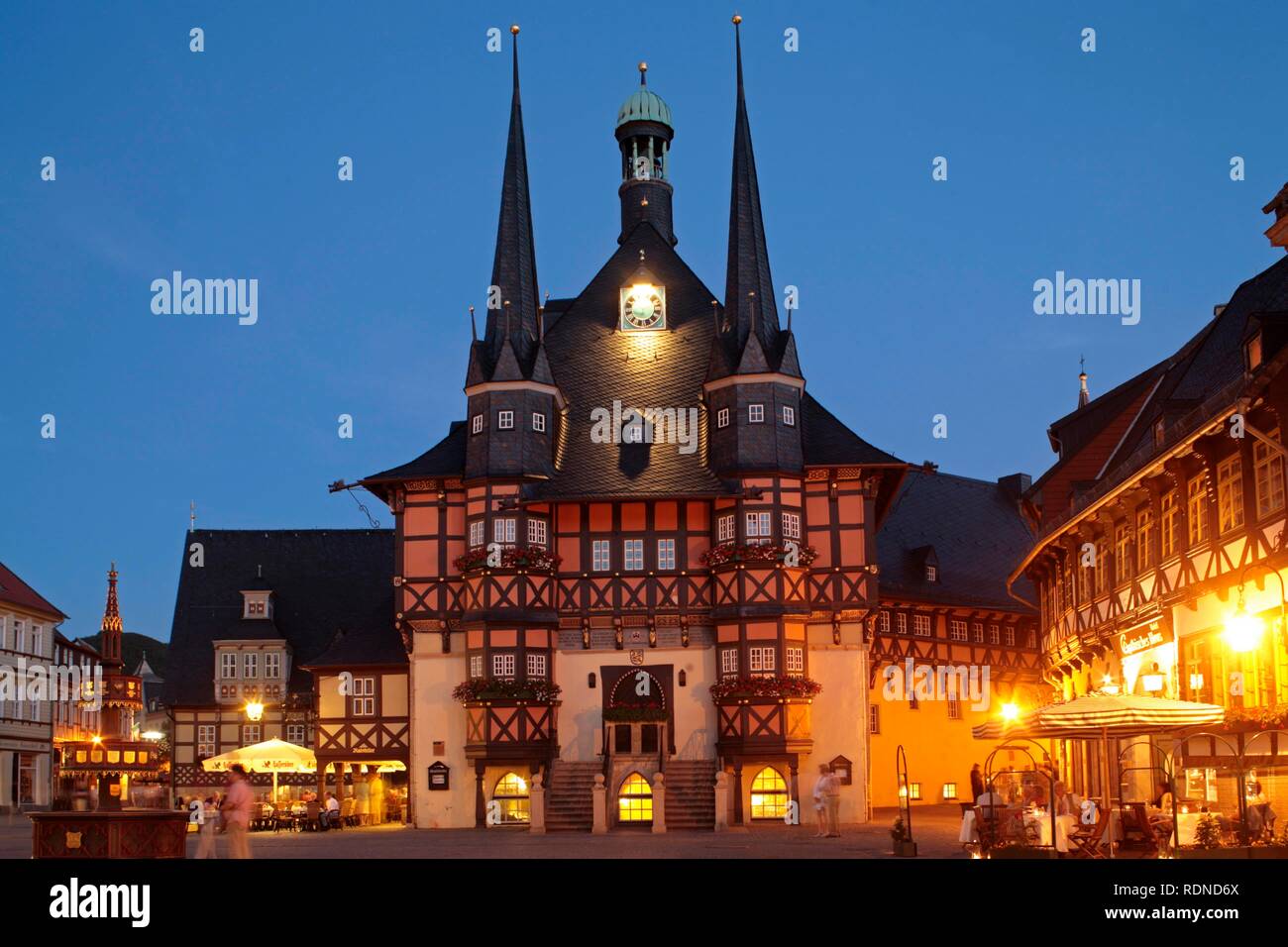 City Hall in the evening, Wernigerode, Harz Stock Photo - Alamy
