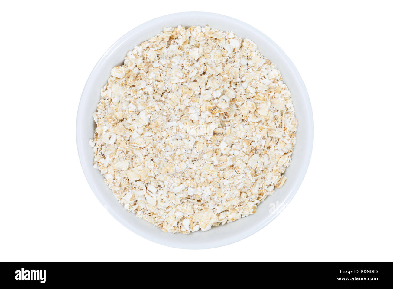 Oatmeal oats from above bowl isolated on a white background Stock Photo ...