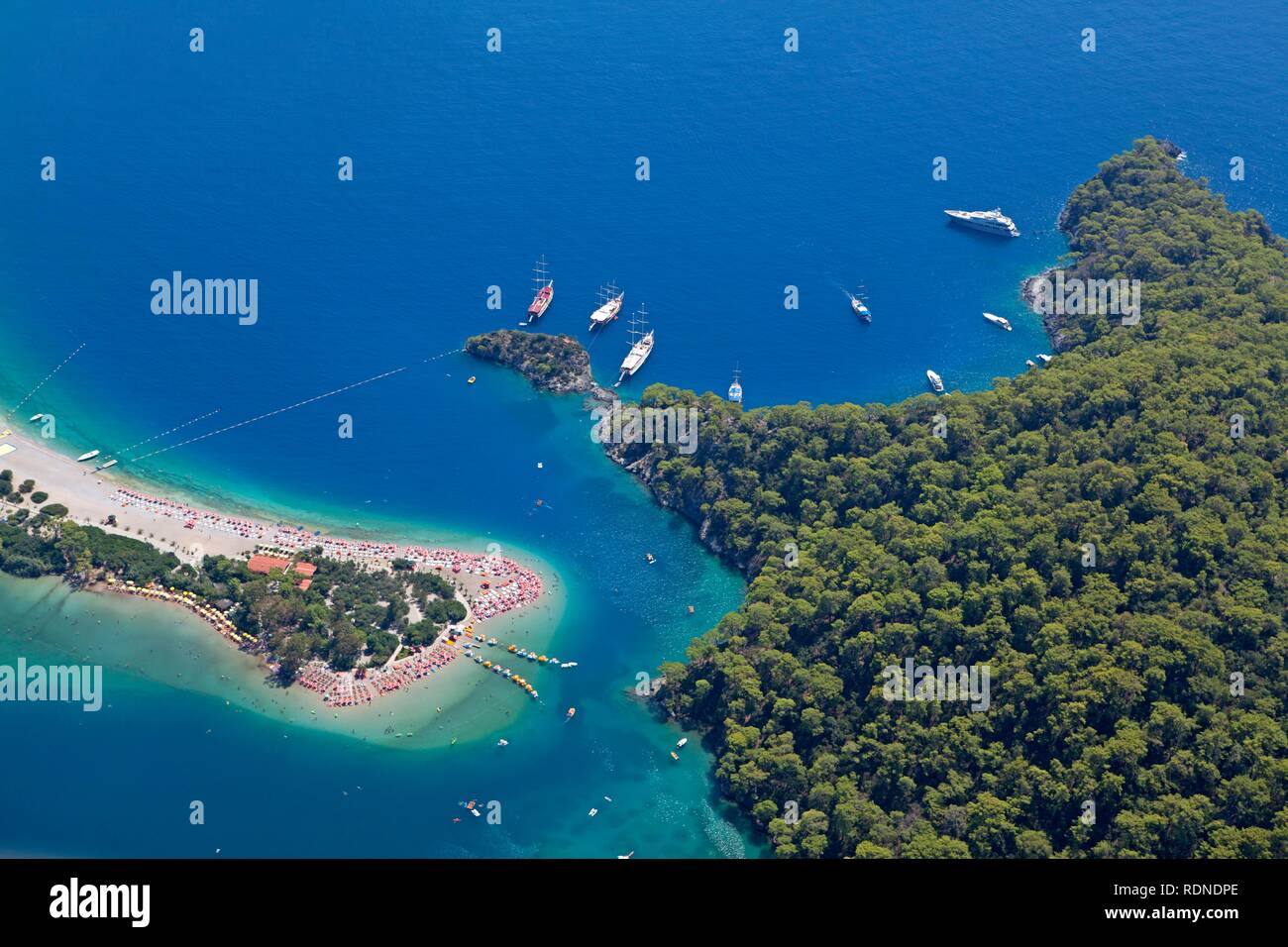 Aerial view, Oludeniz or Olu Deniz Bay near Fethiye, west coast, Turkey ...