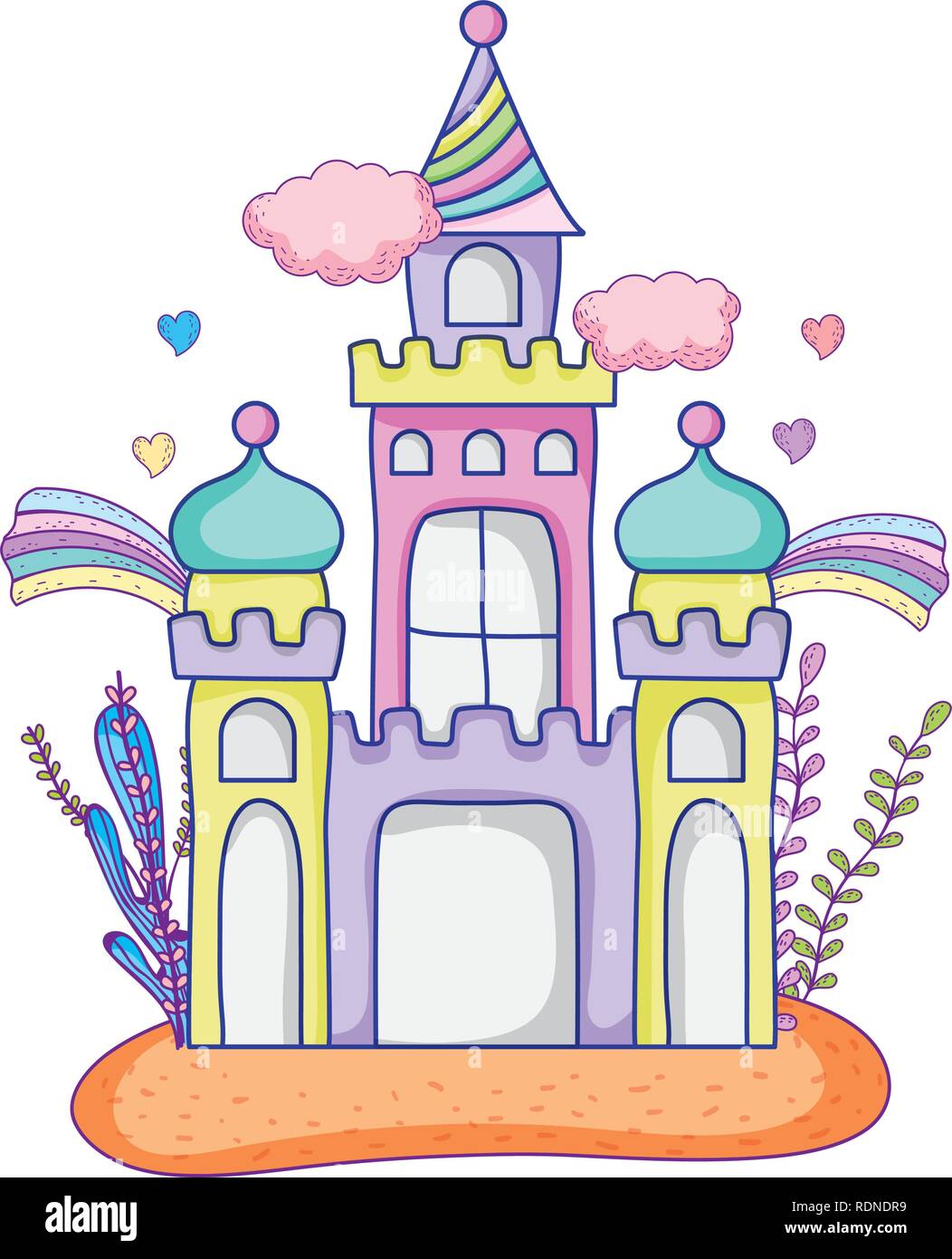 cute fairytale castle in the landscape Stock Vector Image & Art - Alamy