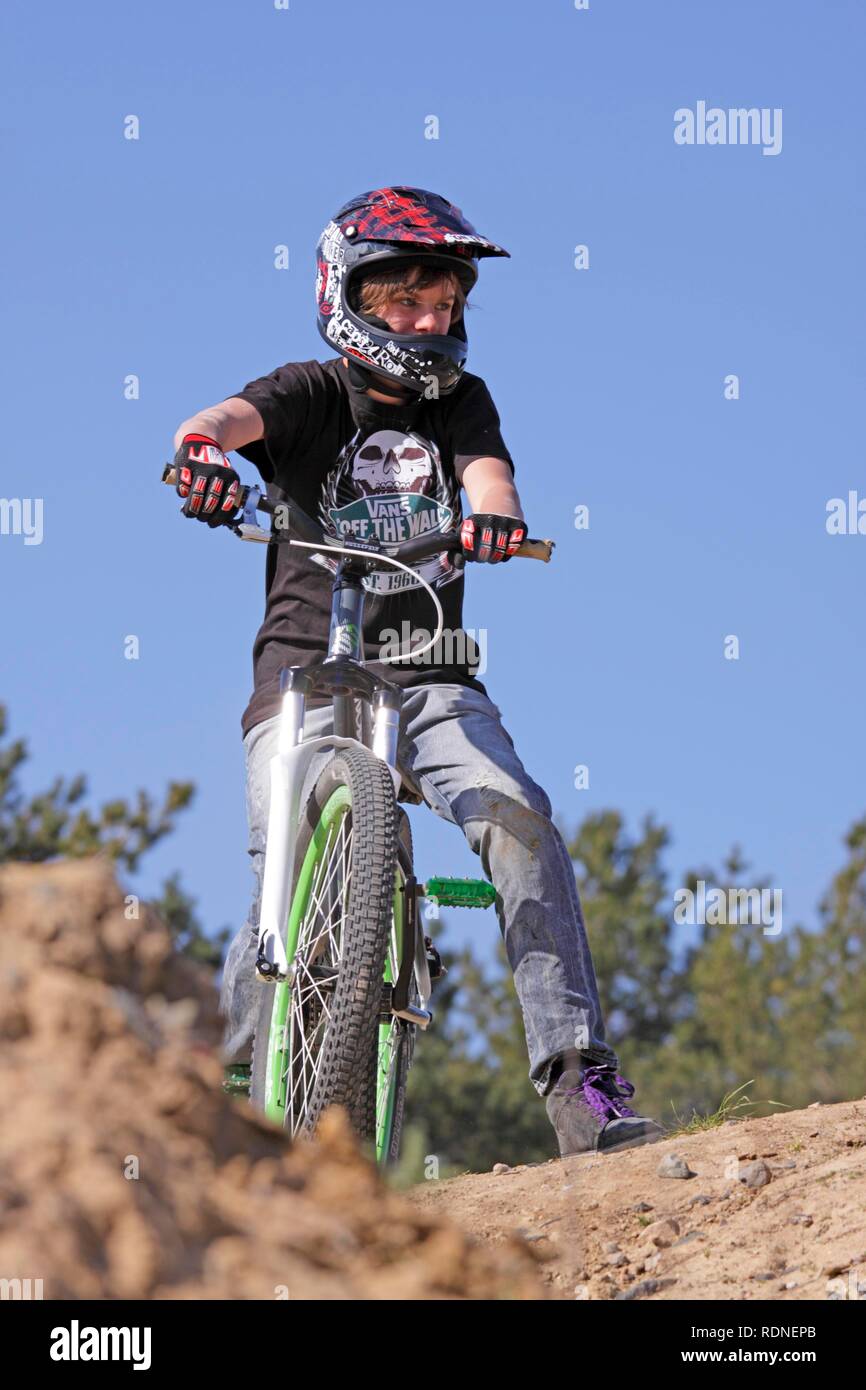 Boy on a mountain bike Stock Photo - Alamy