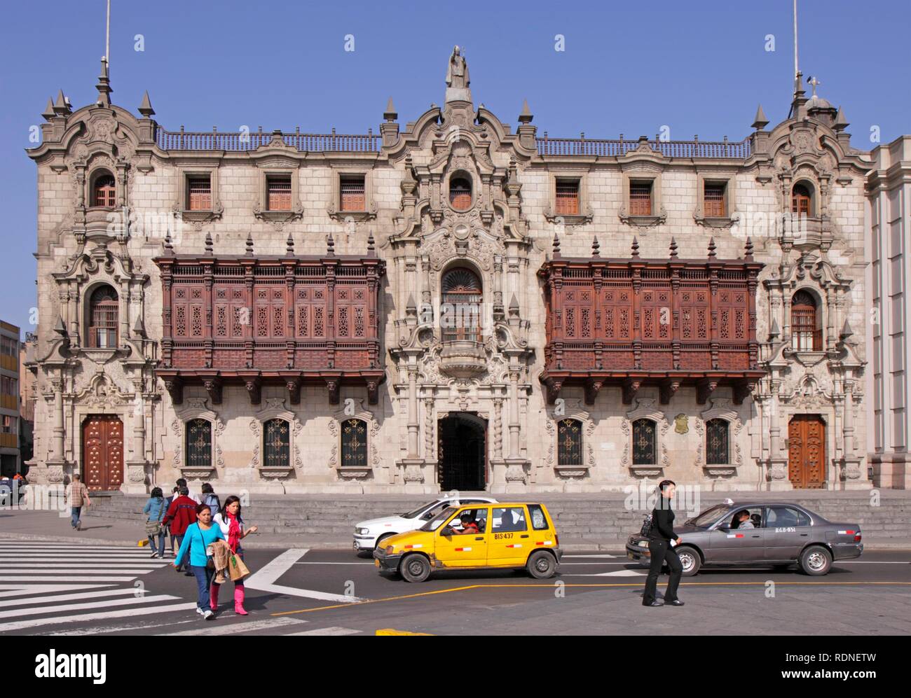 Archiepiscopal palace at Plaza Mayor, Lima, Peru, South America Stock ...
