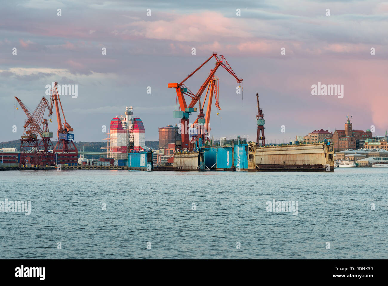 Shipping cranes in port Stock Photo - Alamy