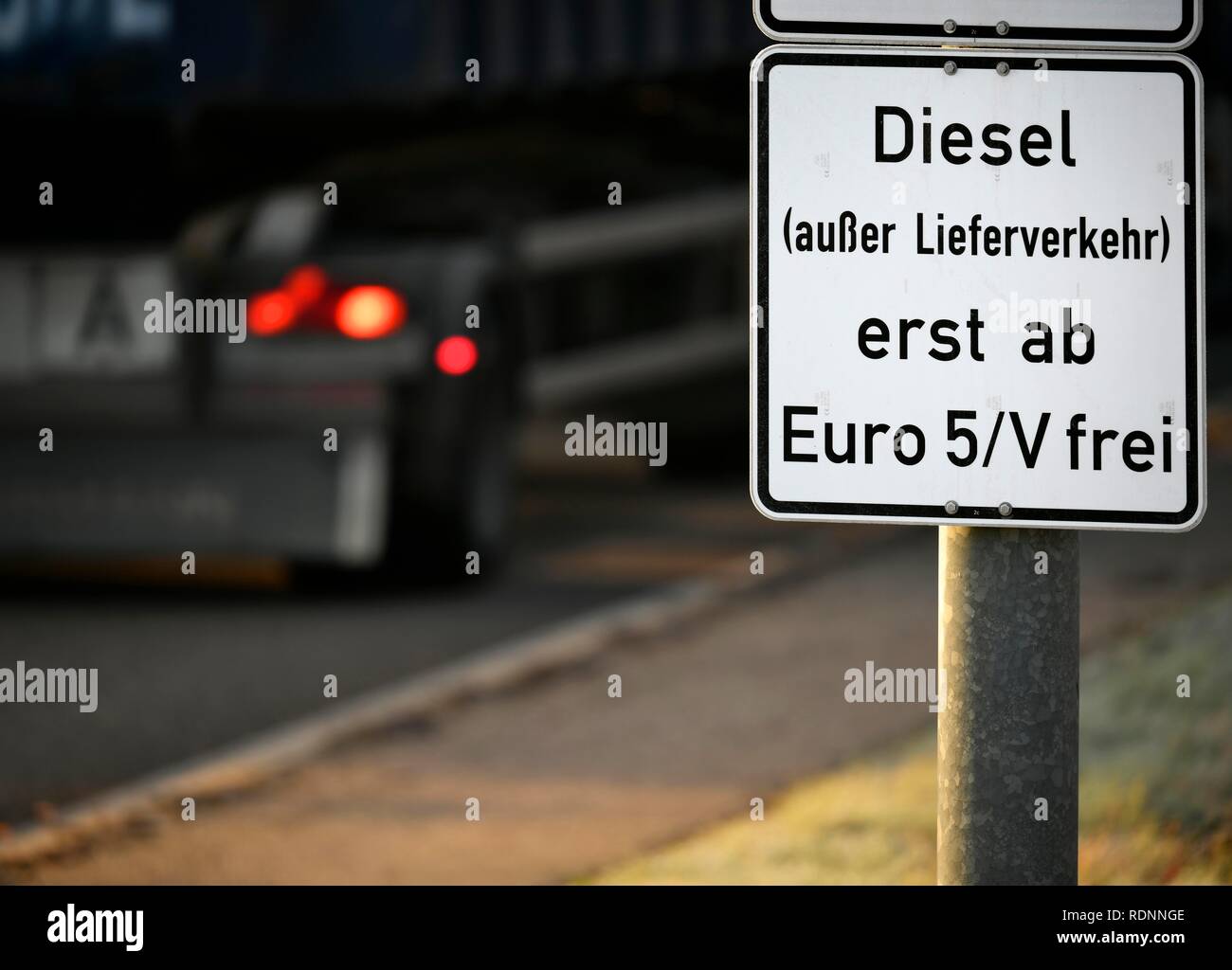 Traffic sign, first area-wide urban diesel ban from 01.01.2019, from ...
