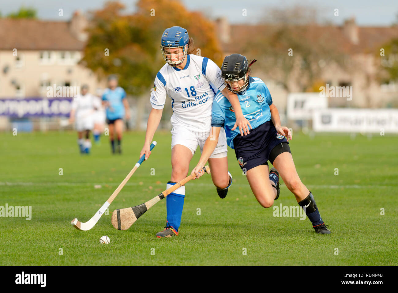 Marine Harvest Scotland v Dublin shinty camogie challenge match, played ...
