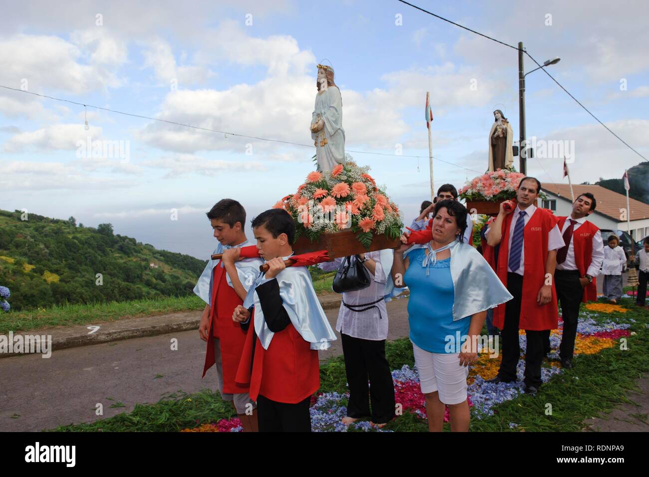 Procession in Agua Retorta on the island of Sao Miguel, Azores ...