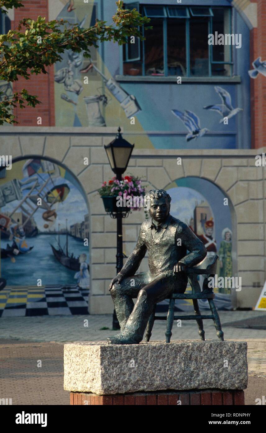 Dylan Thomas Theatre and statue in Swansea, Wales, United Kingdom ...
