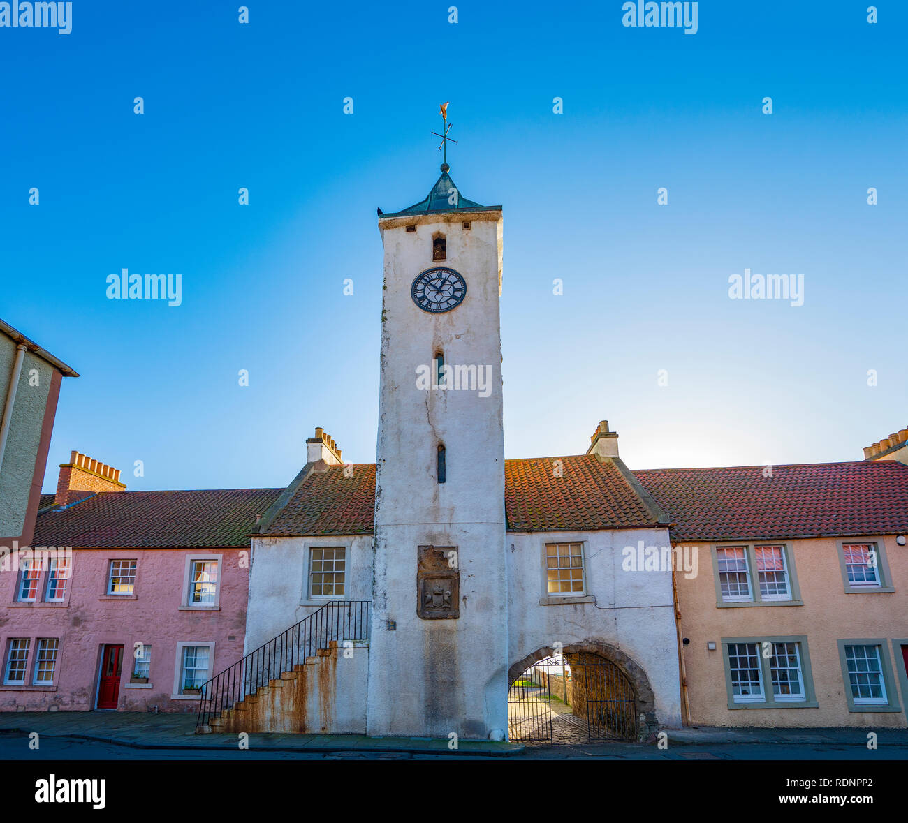 View of historic old original buildings in West Wemyss in Fife ...