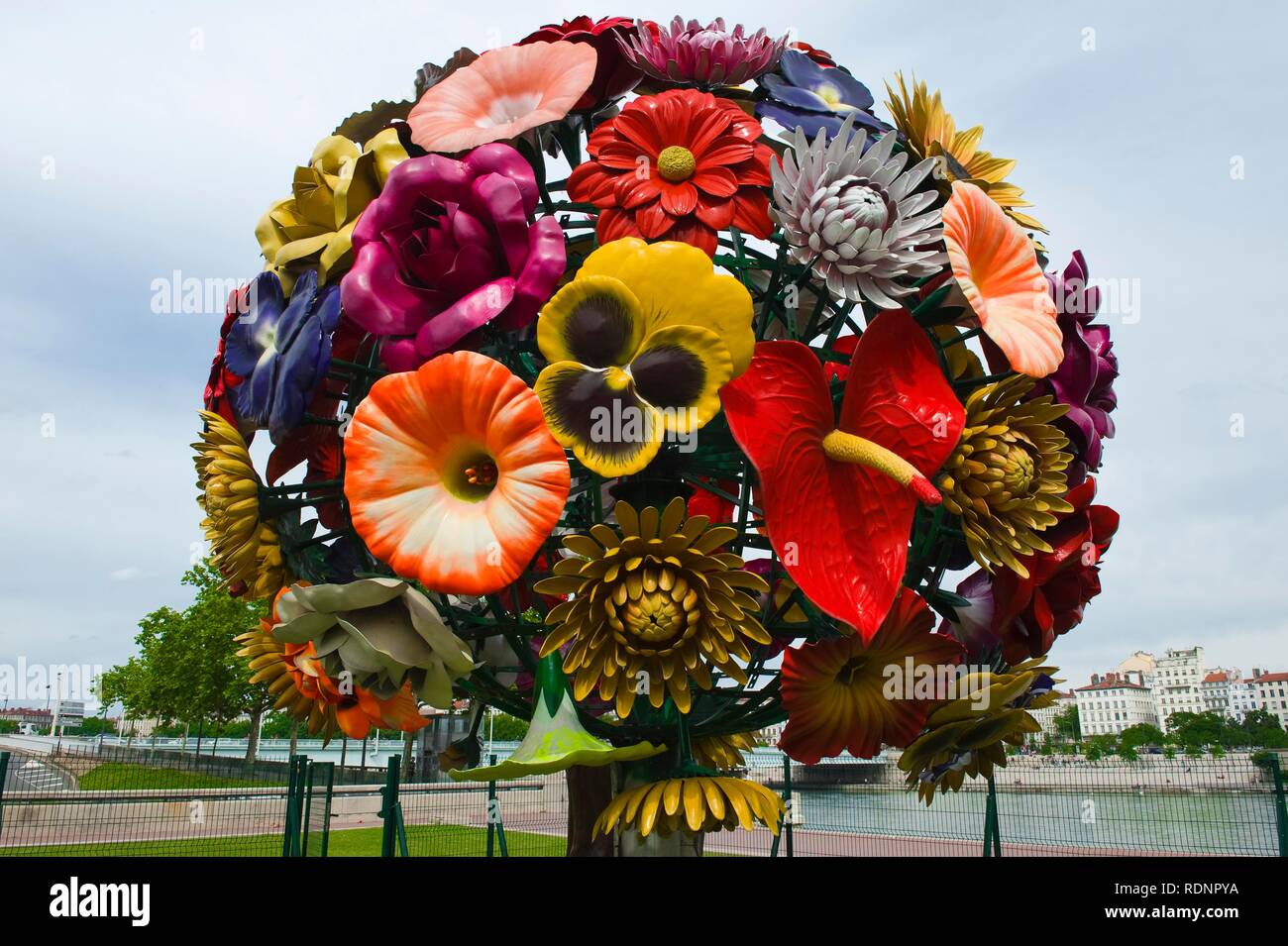 Metallic flowers tree, Lyon, France, Europe Stock Photo - Alamy
