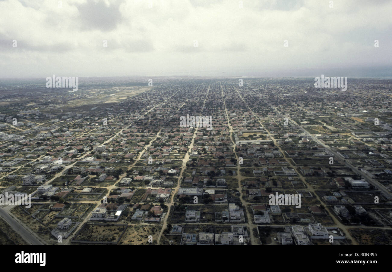 12th October 1993 Aerial view of Mogadishu, Somalia, as seen from a U.S ...