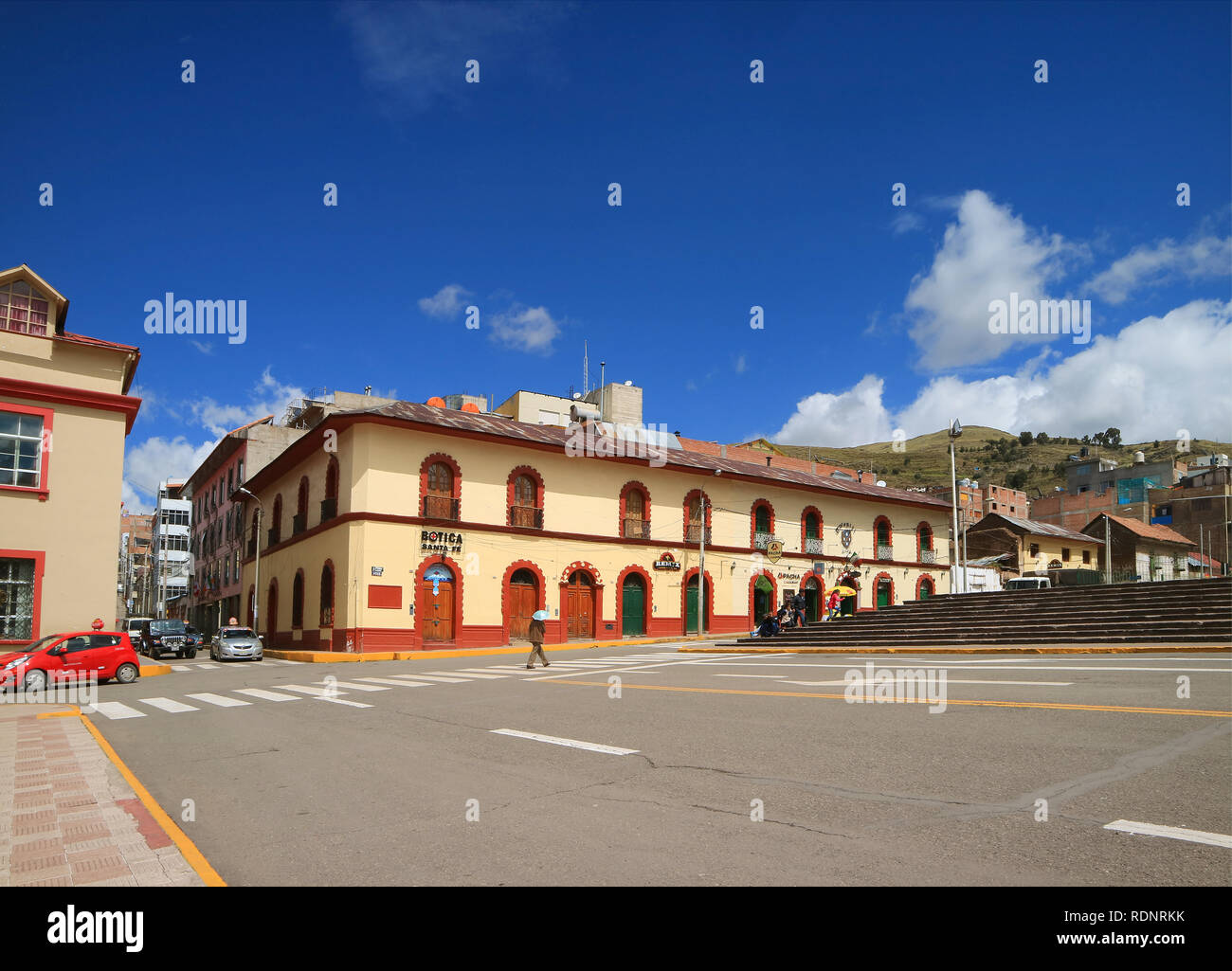 Plaza de Armas, Beautiful Main Square on the Sunny Day of Puno, Peru ...