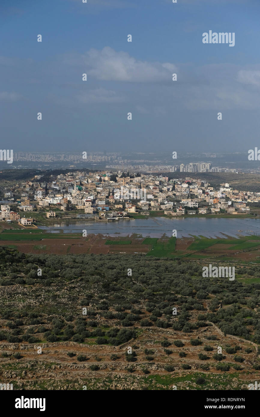 View from an outlook in the Jewish settlement of Peduel in the West ...