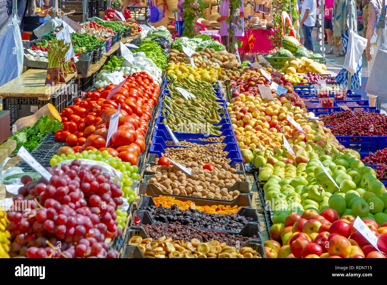 Market stall in Valldemossa, Mallorca Stock Photo - Alamy