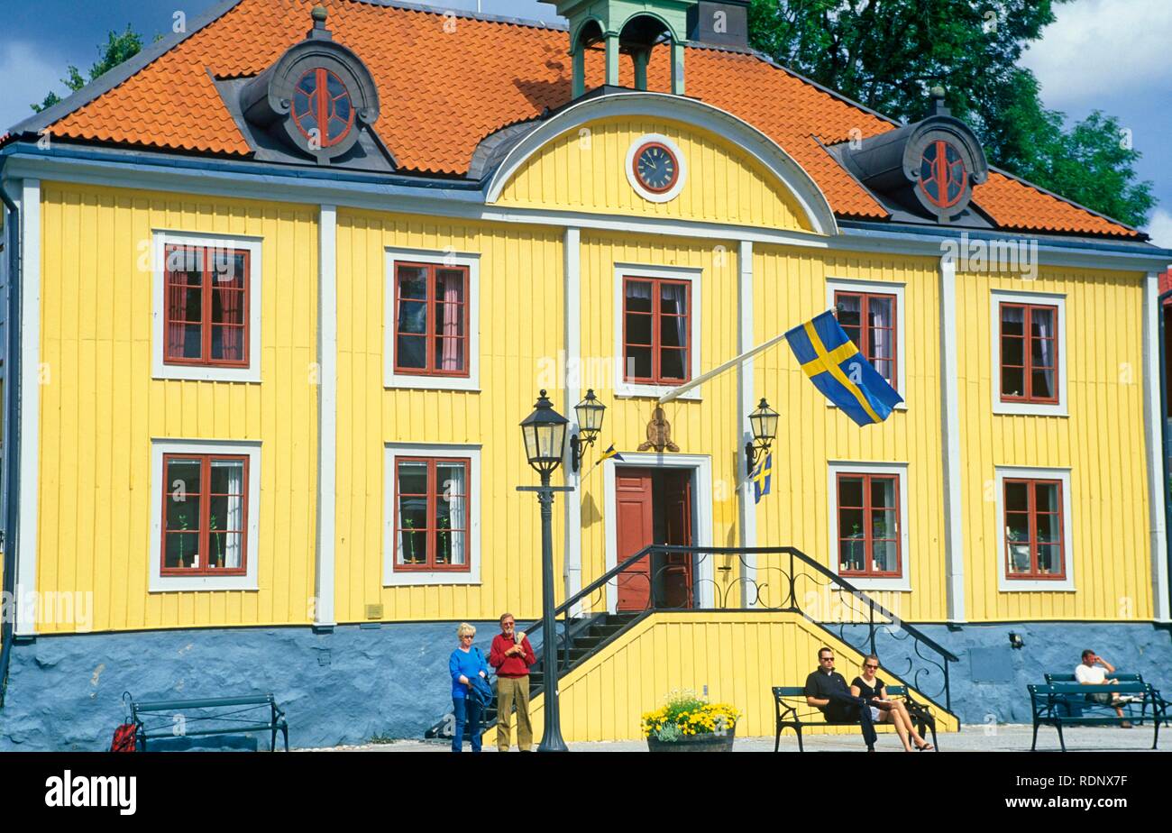 Town Hall of Mariefred, Southern Sweden, Scandinavia, Europe Stock ...