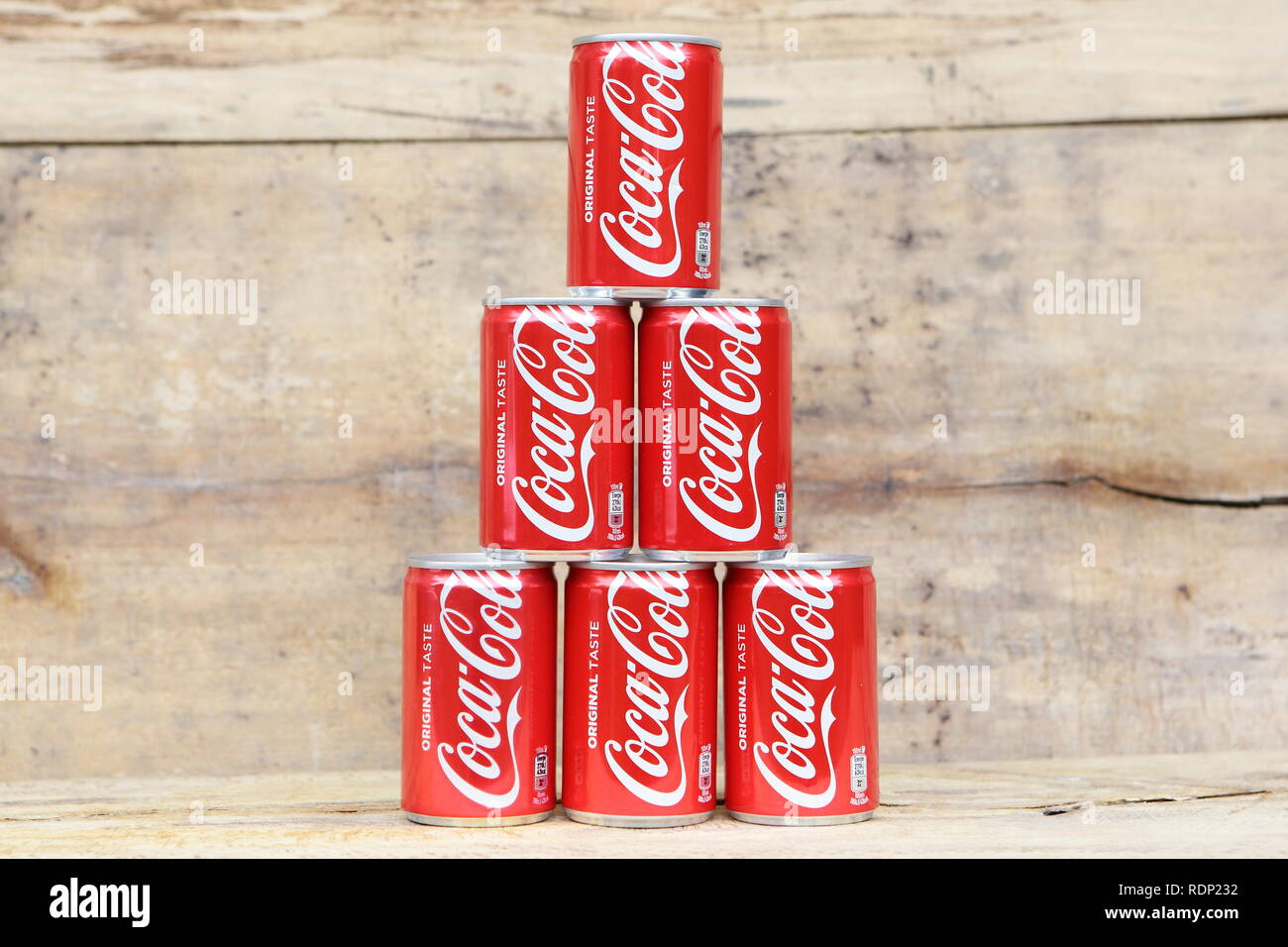 AMELAND DUTCH - 17 APRIL 2017.: COCA COLA. Coca Cola can drinks on ...