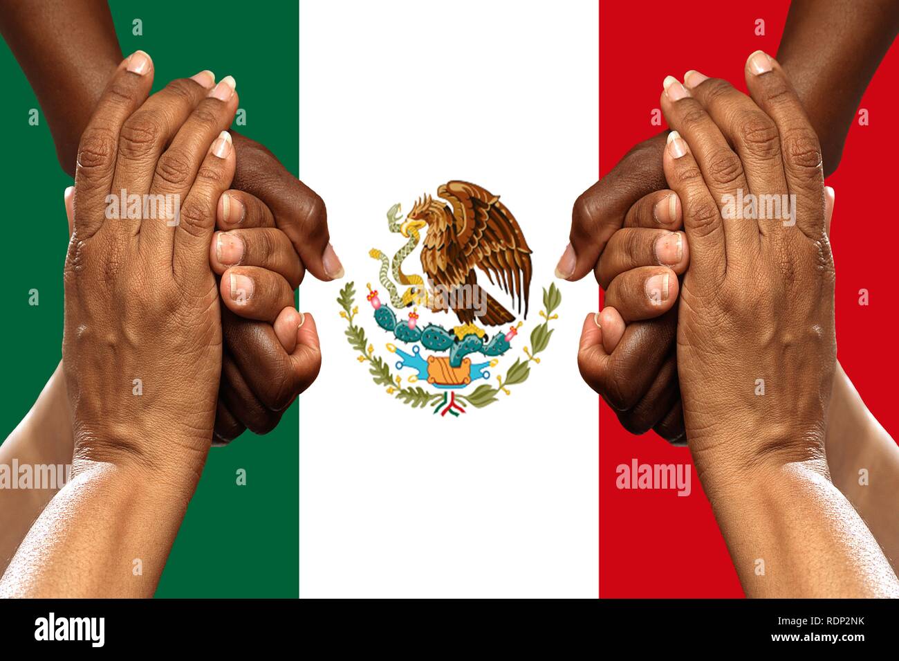 Mexico flag multicultural group of young people integration diversity ...