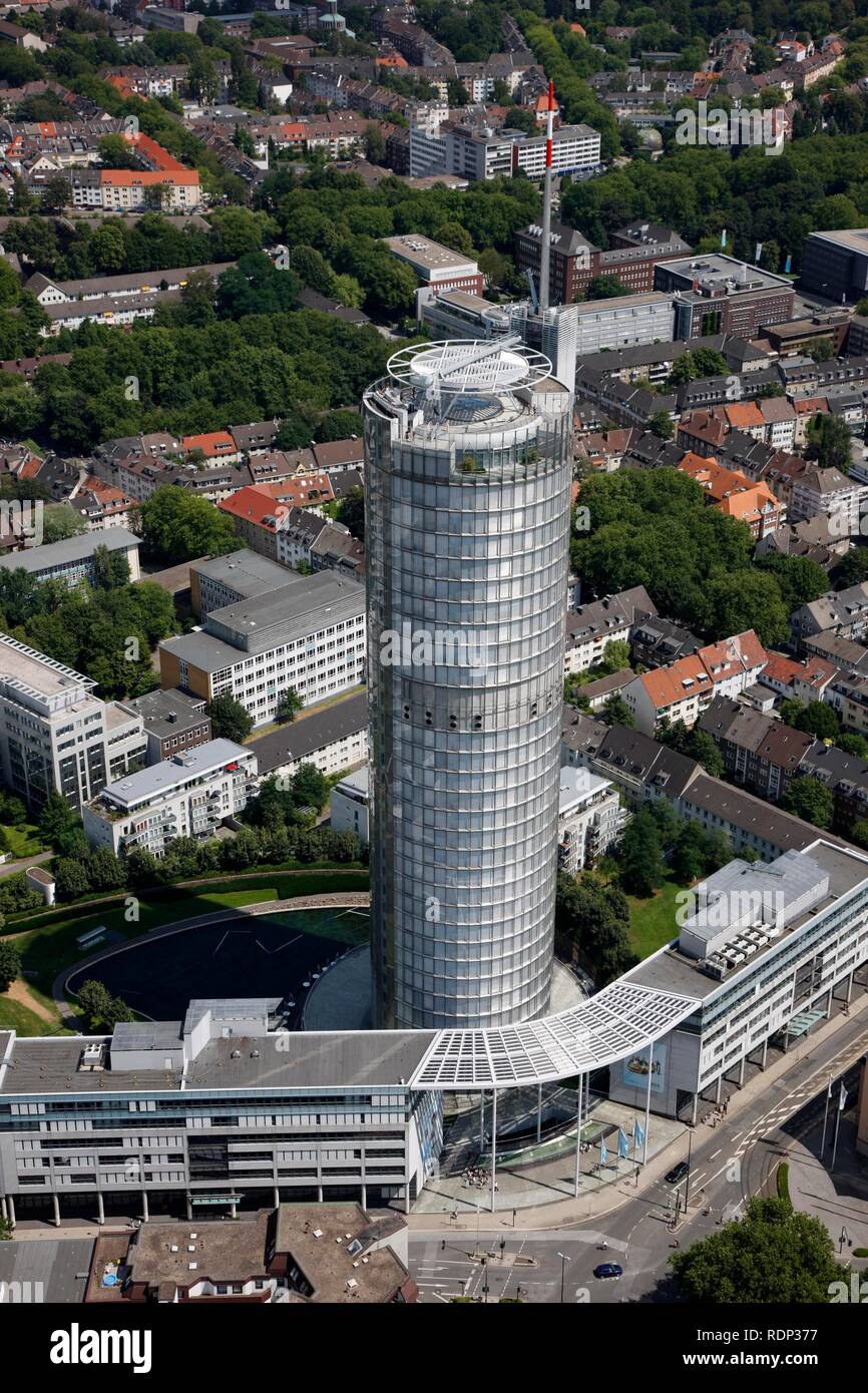 Downtown, RWE Tower administrative building, right, Essen, North Rhine ...