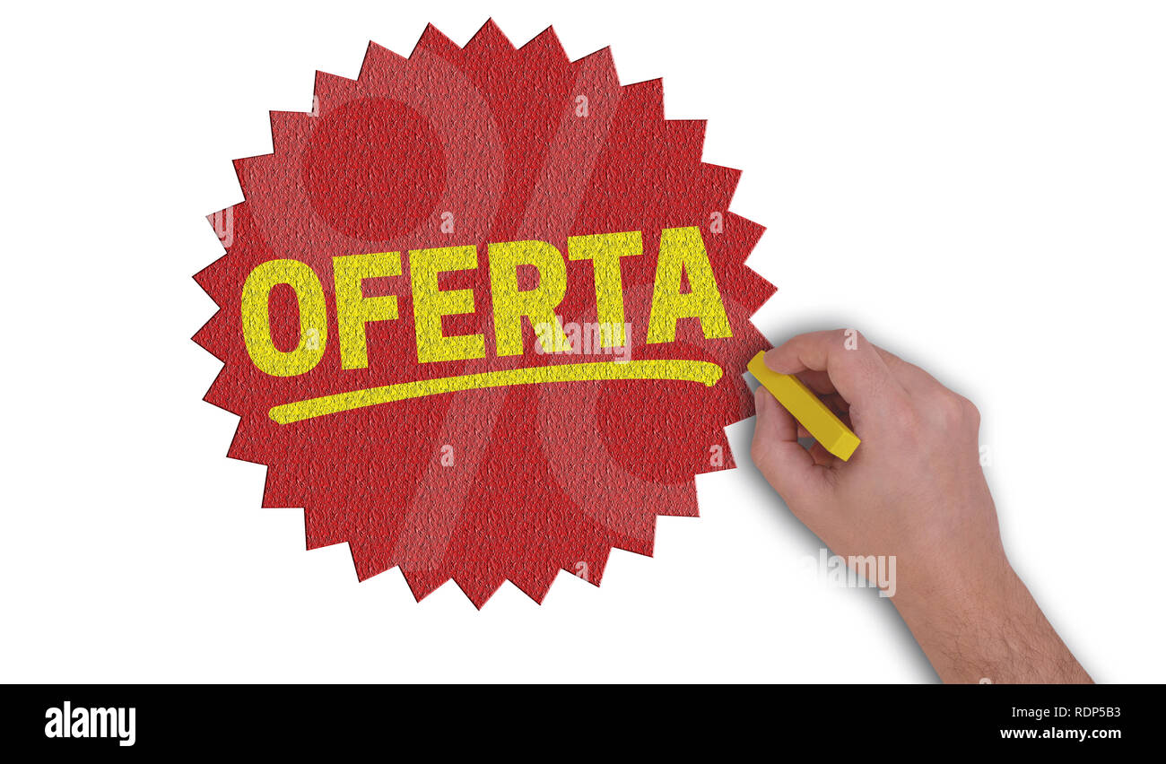 Oferta Sign is painted by hand Stock Photo - Alamy