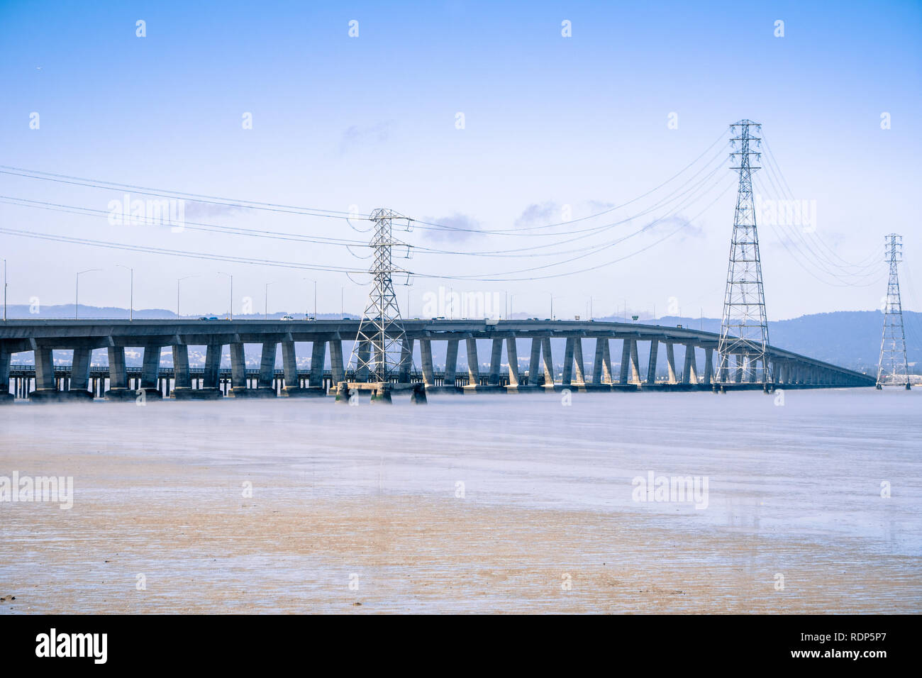 Dumbarton Bridge connecting Fremont to Menlo Park, San Francisco bay ...