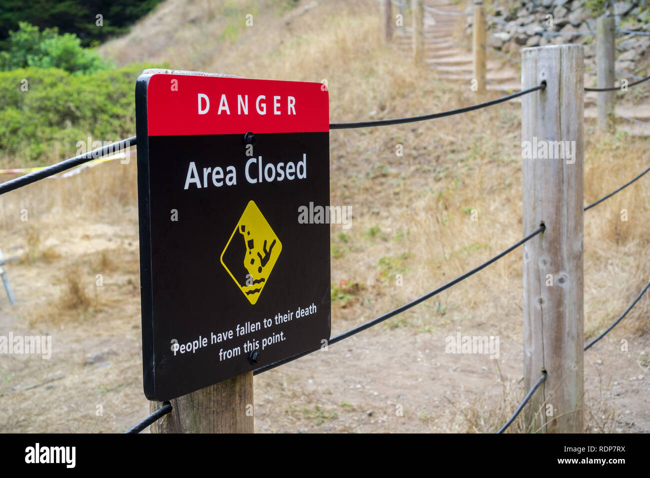 "Danger, area closed" sign, California Stock Photo - Alamy
