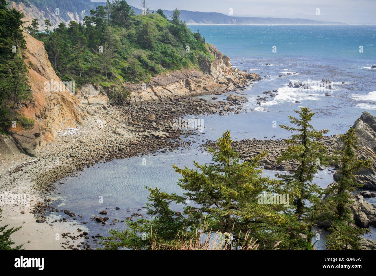 Protected cove near Cape Arago State Park, Coos Bay, Oregon Stock Photo ...