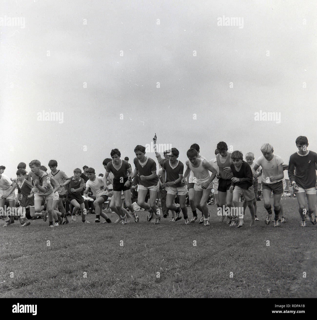 1967, historical, school sports, a group of schoolboys in their gym ...