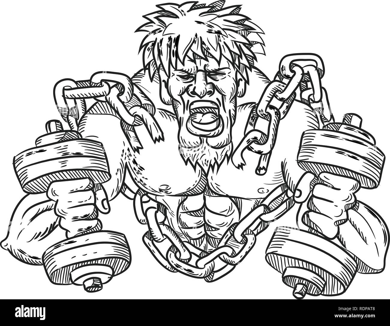 Cartoon style illustration of a buffed or ripped athlete with goatie ...