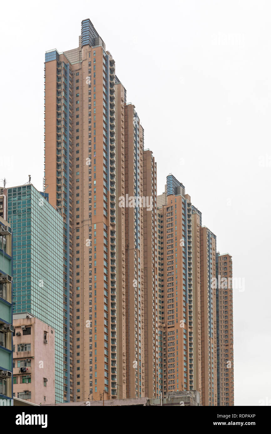 Tall Yellow Skyscrapers at Kowloon Hong Kong Stock Photo - Alamy