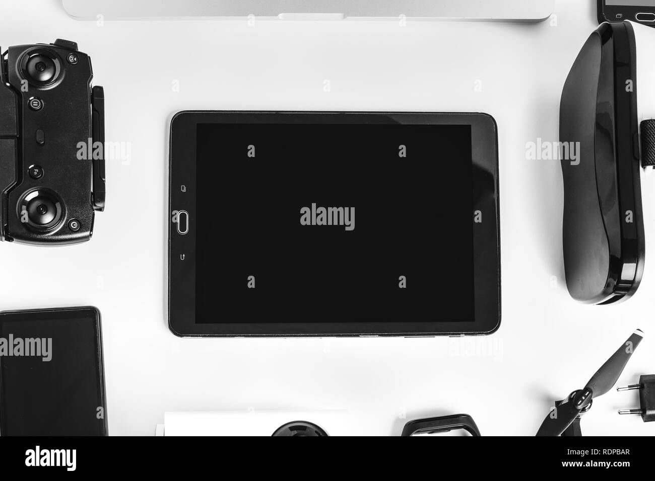 modern gadgets in the form of a frame on a white background in the ...