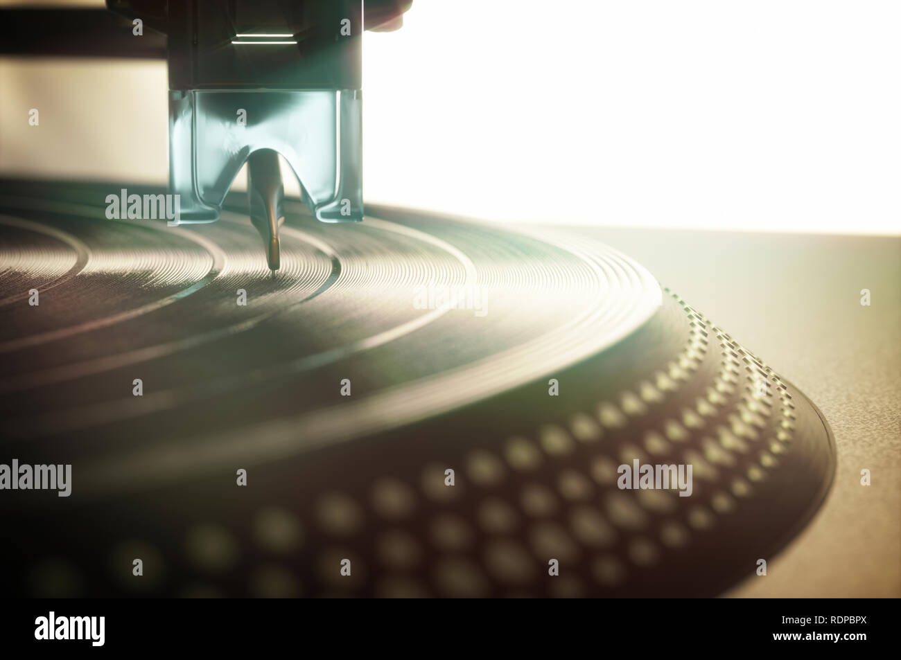 Record player needle on record, illustration Stock Photo - Alamy