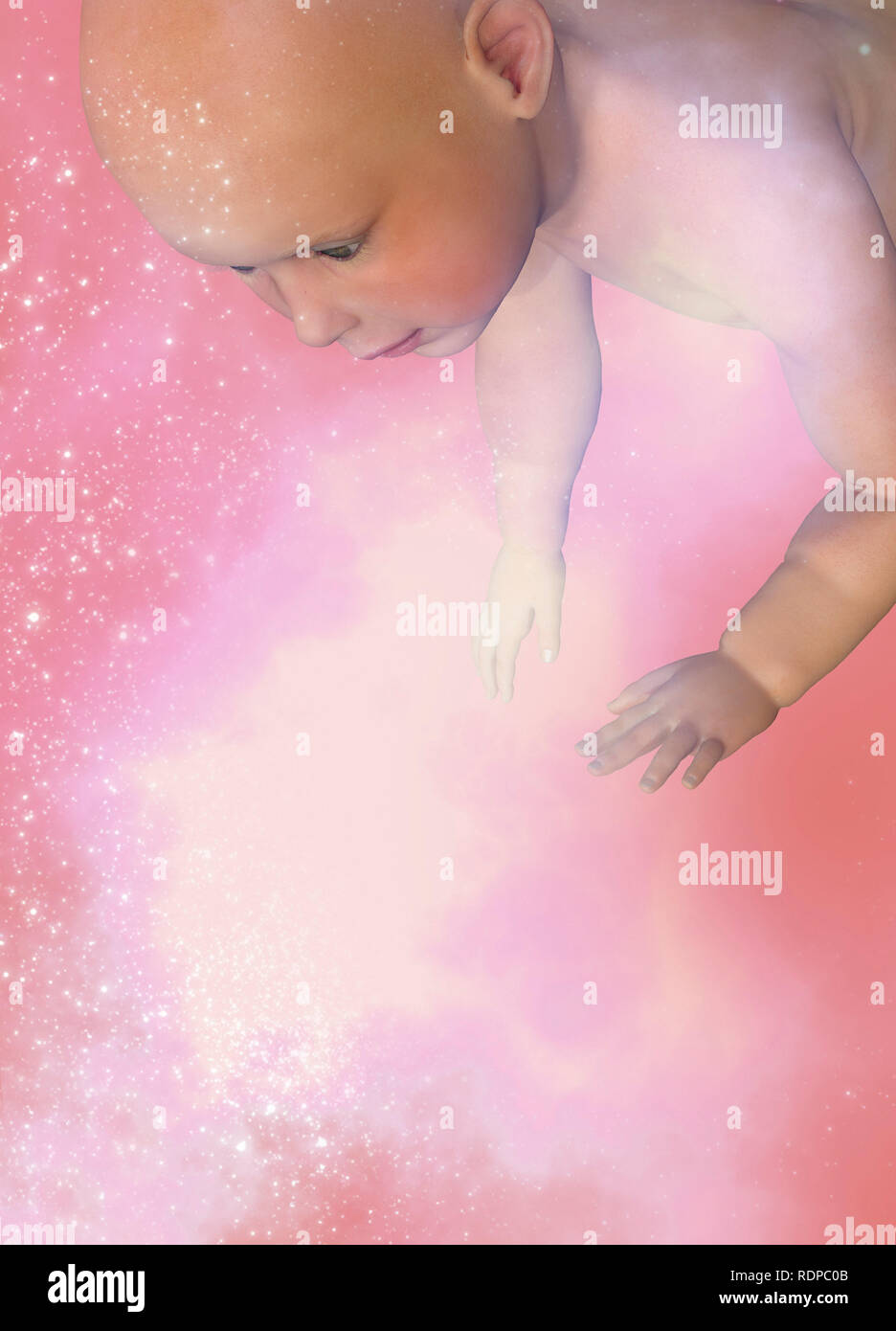 Baby floating mid air, illustration Stock Photo - Alamy