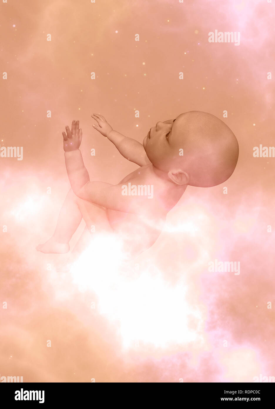 Baby floating mid air, illustration Stock Photo - Alamy