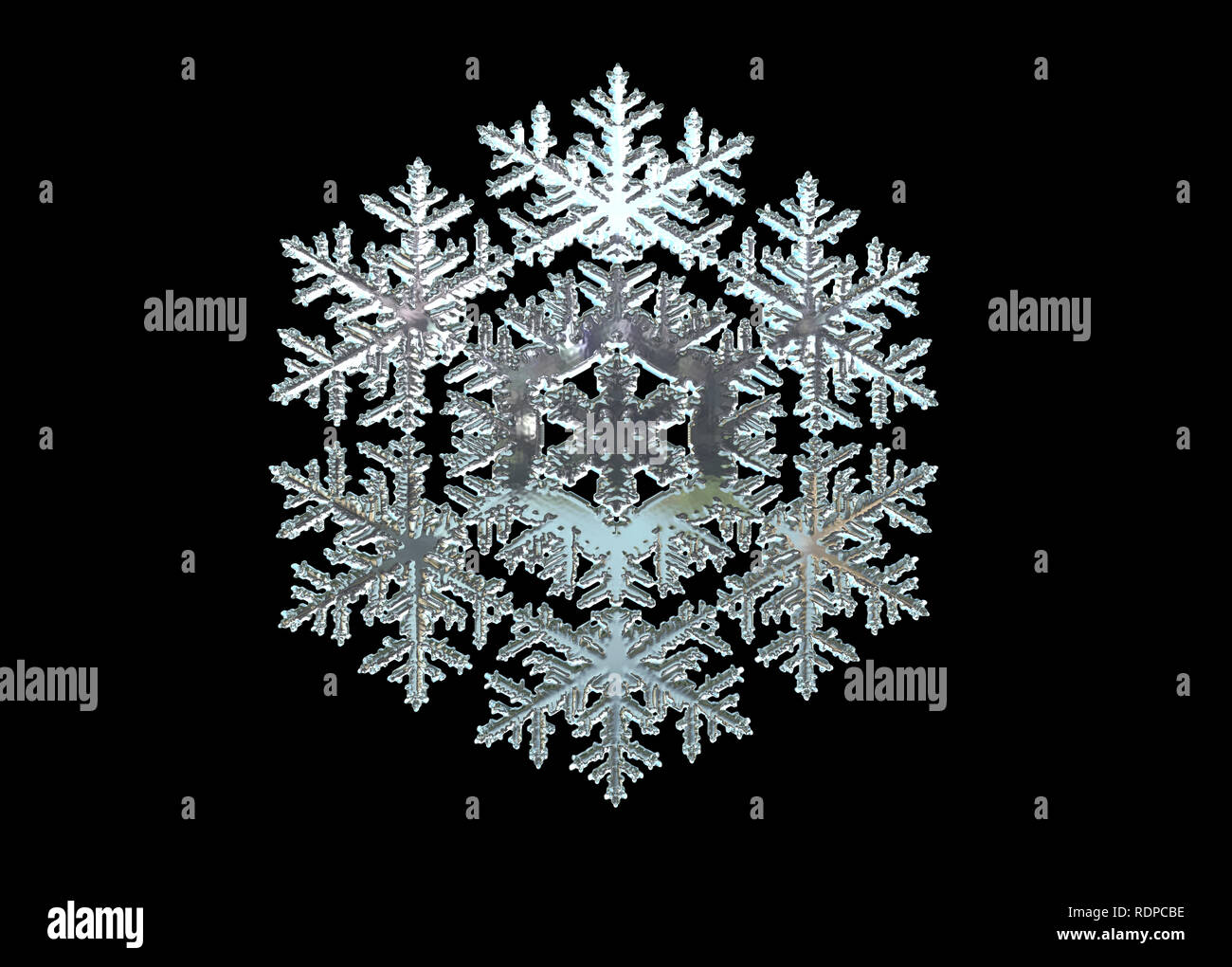 Snowflake against a black background, illustration Stock Photo - Alamy