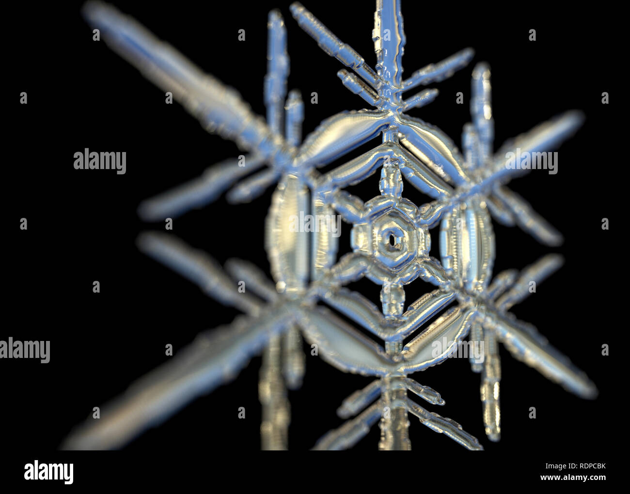 Snowflake against a black background, illustration Stock Photo - Alamy