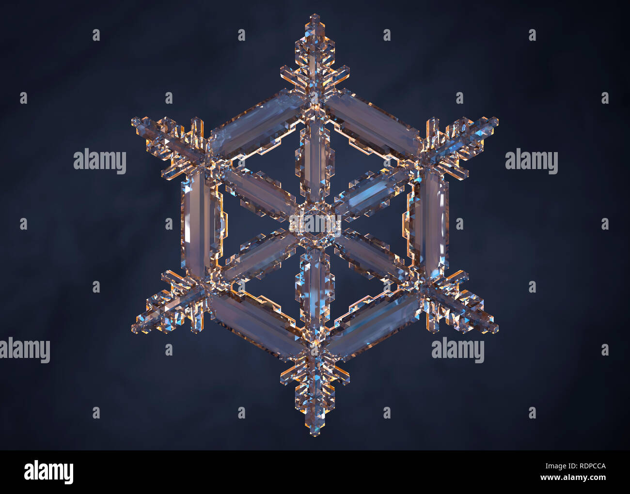 Snowflake against a plain dark background, illustration Stock Photo - Alamy