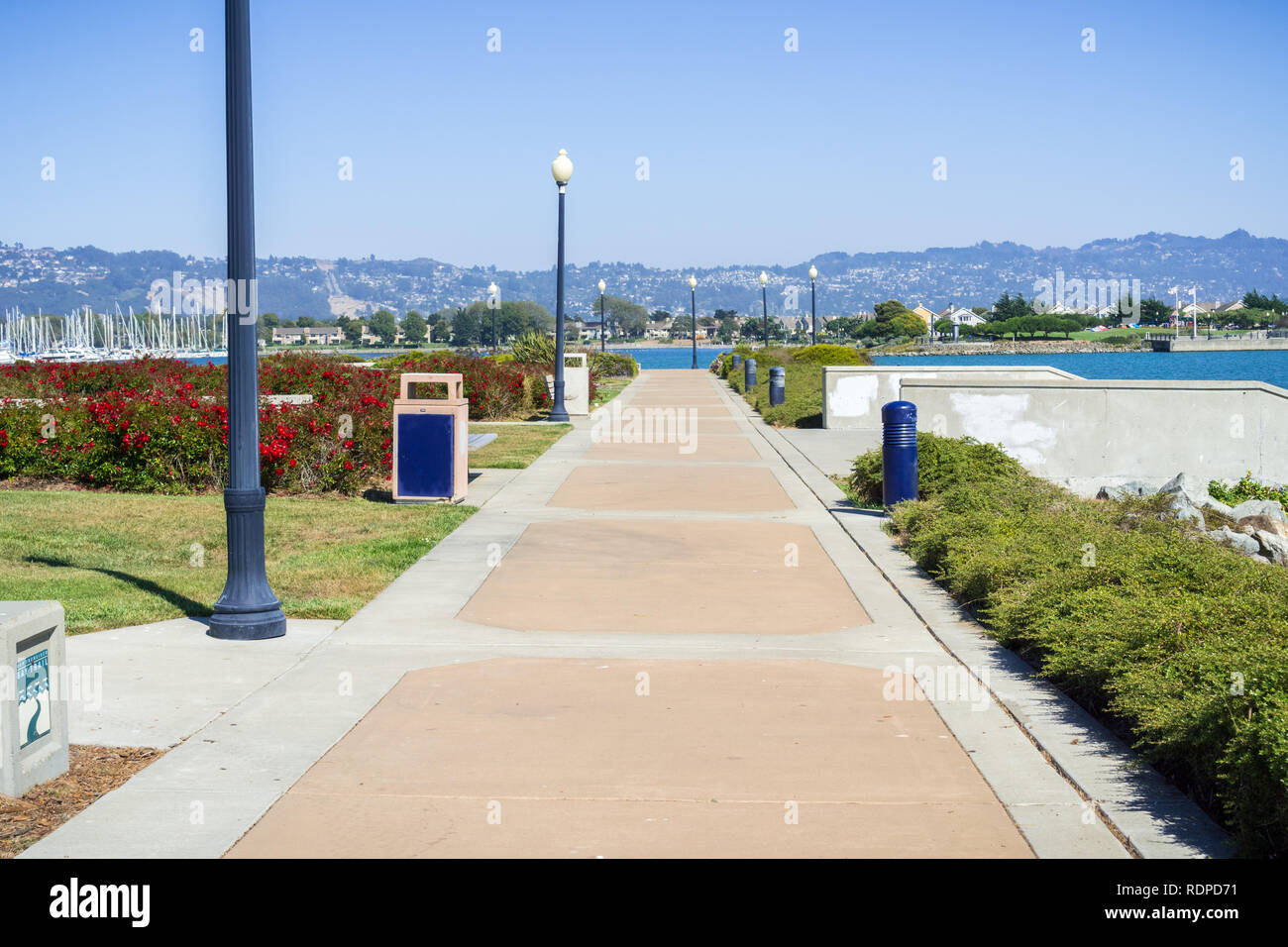 Paved walking path close to Richmond Marina, San Francisco bay trail ...