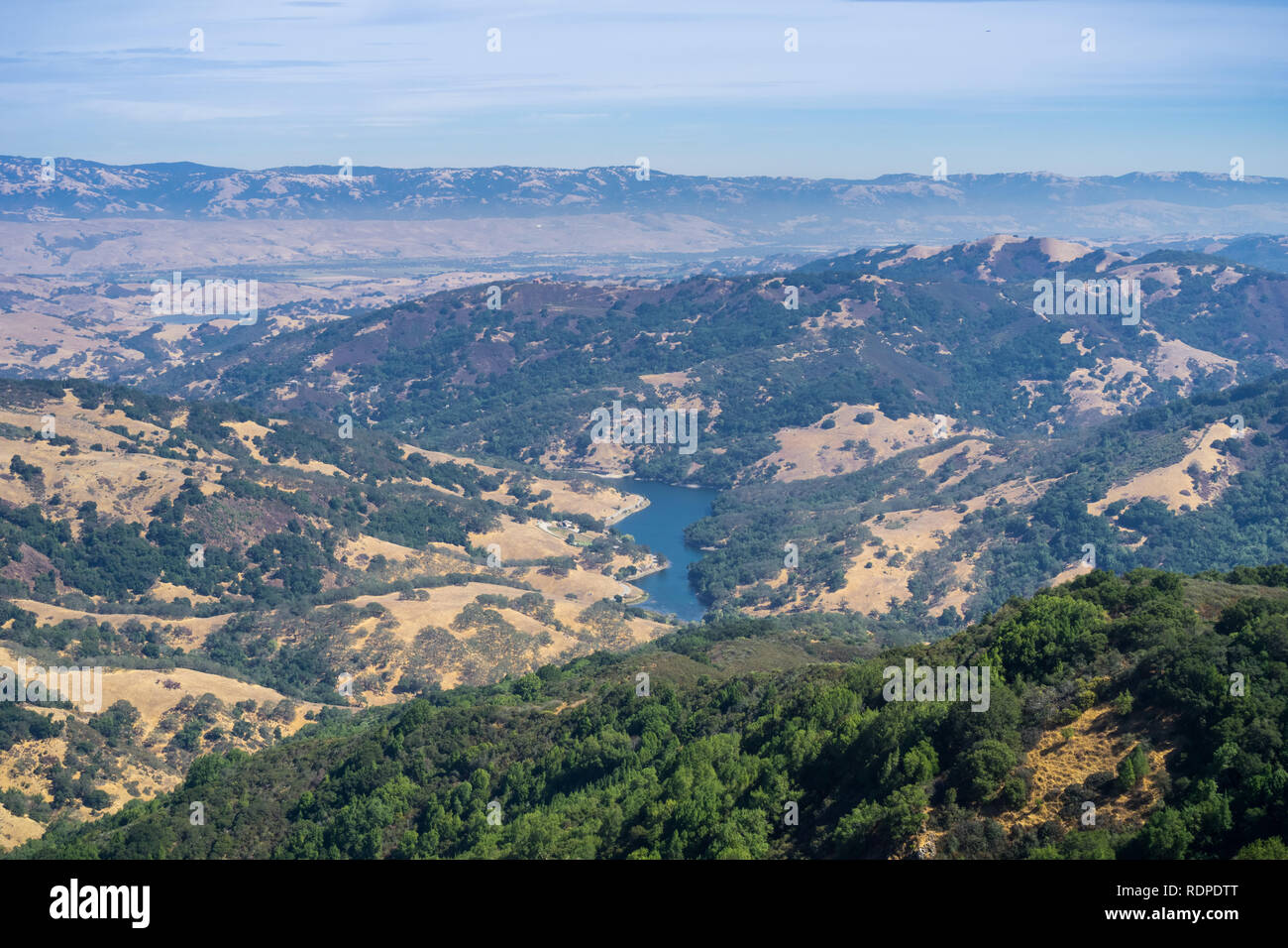 View towards Almaden reservoir from Sierra Azul Open Space Preserve ...