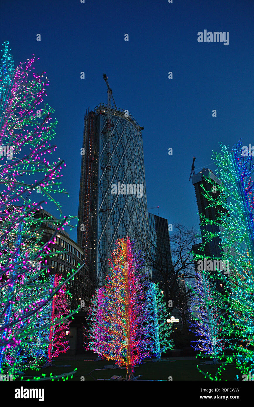 Bright colourful Sasha trees light installation by Adam Decolight at ...