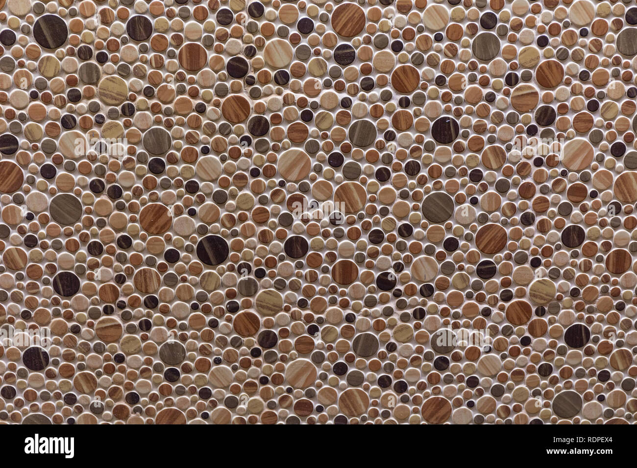 Wooden Circles Decor TIle Background Texture Wall Stock Photo - Alamy