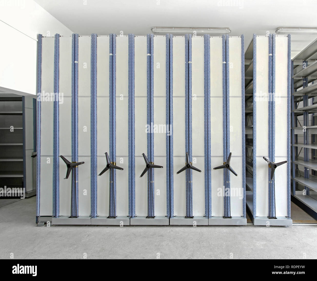 Automated shelving system with mobile cabinet for documents Stock Photo ...