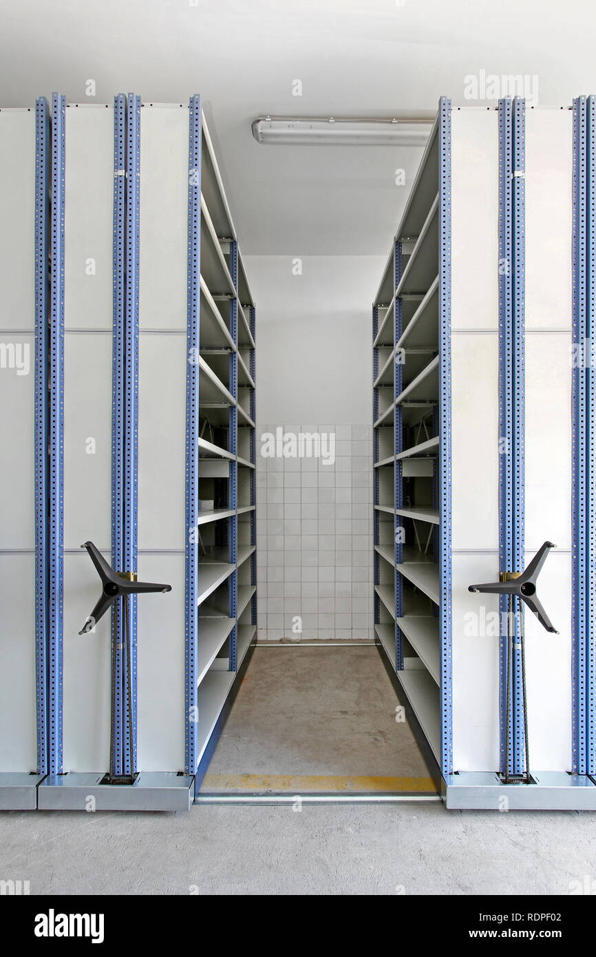 Automated shelving system with mobile cabinet for documents Stock Photo ...