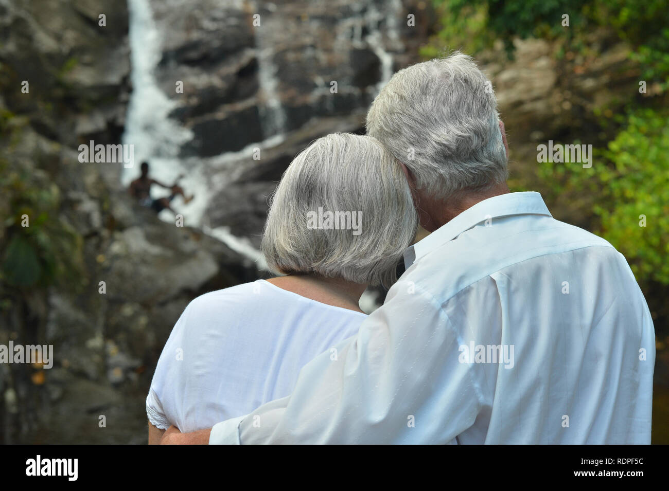 Portrait of elderly couple on beach back view. Travel Stock Photo - Alamy
