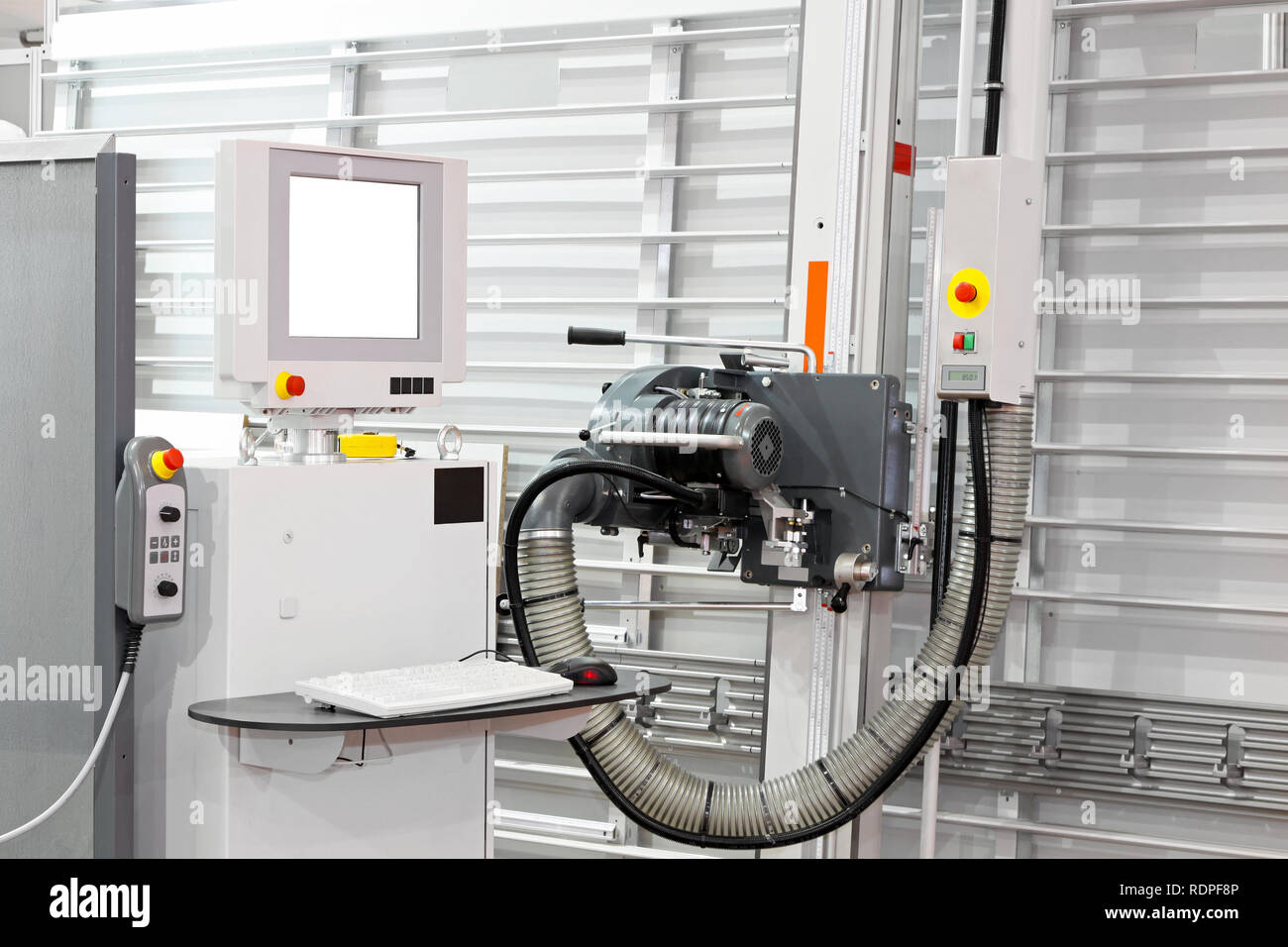 Automatic vertical wood panel saw machine with monitor Stock Photo - Alamy