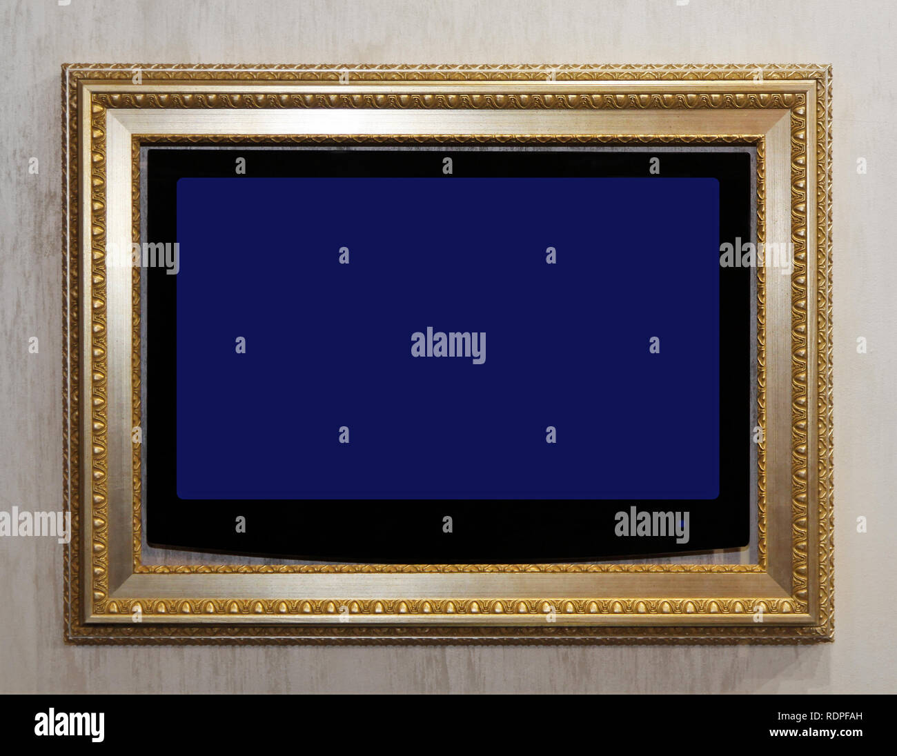 LCD TV in retro style golden frame Stock Photo - Alamy
