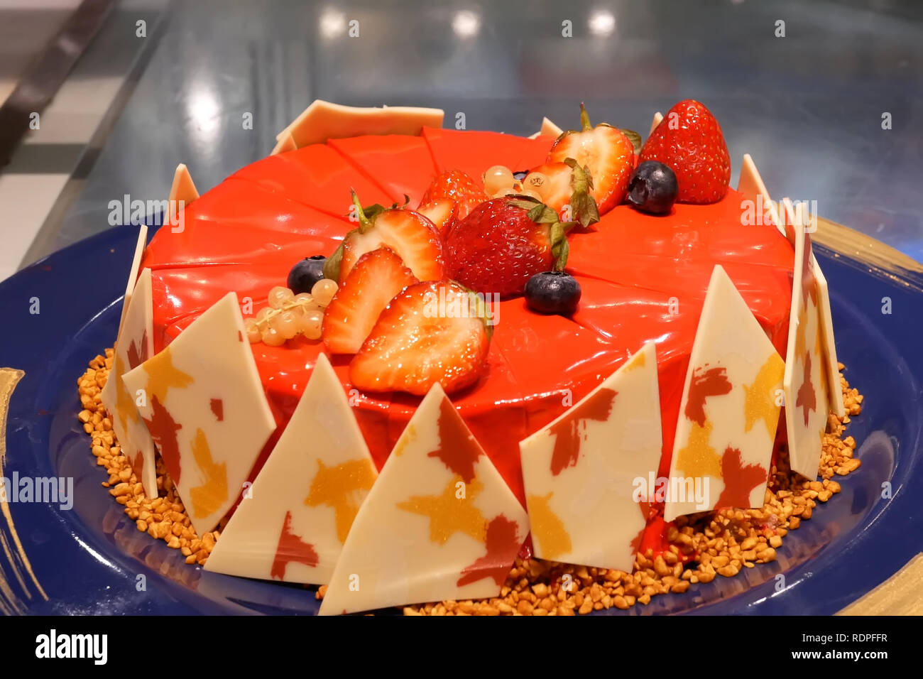 Close up of cakes for customer inside restaurant Stock Photo - Alamy