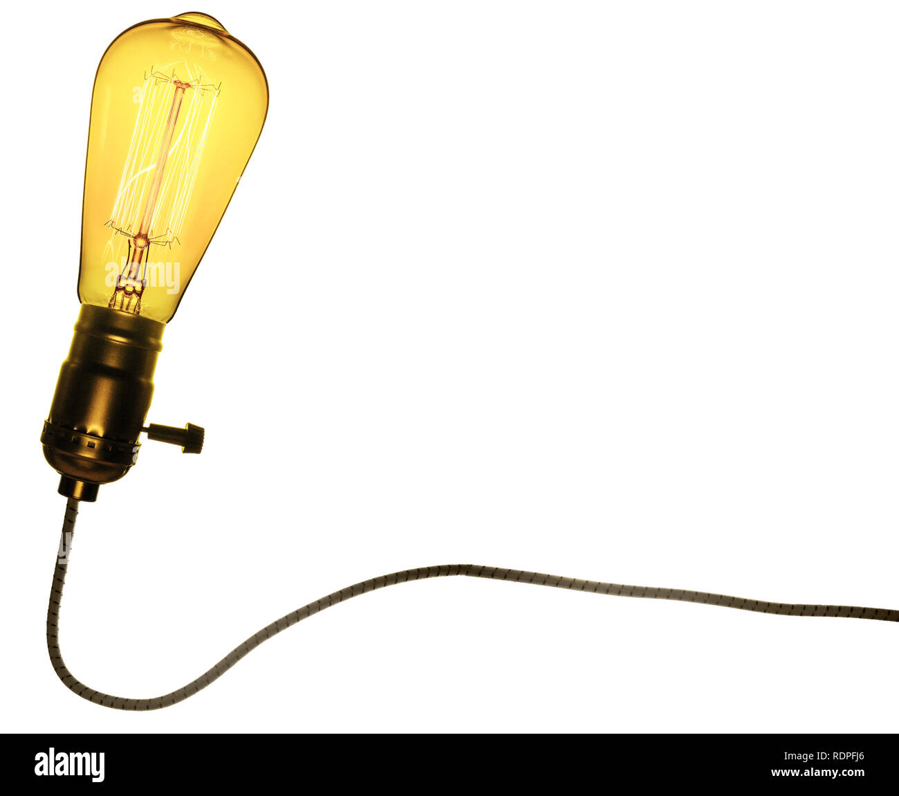 Retro lamp in retro base, with retro cable. Isolated on white ...