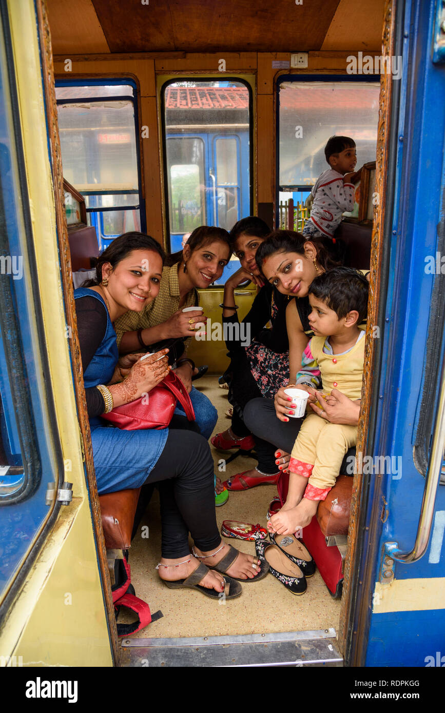 Indian family on the Nilgiri Mountain Railway, between Ooty and ...