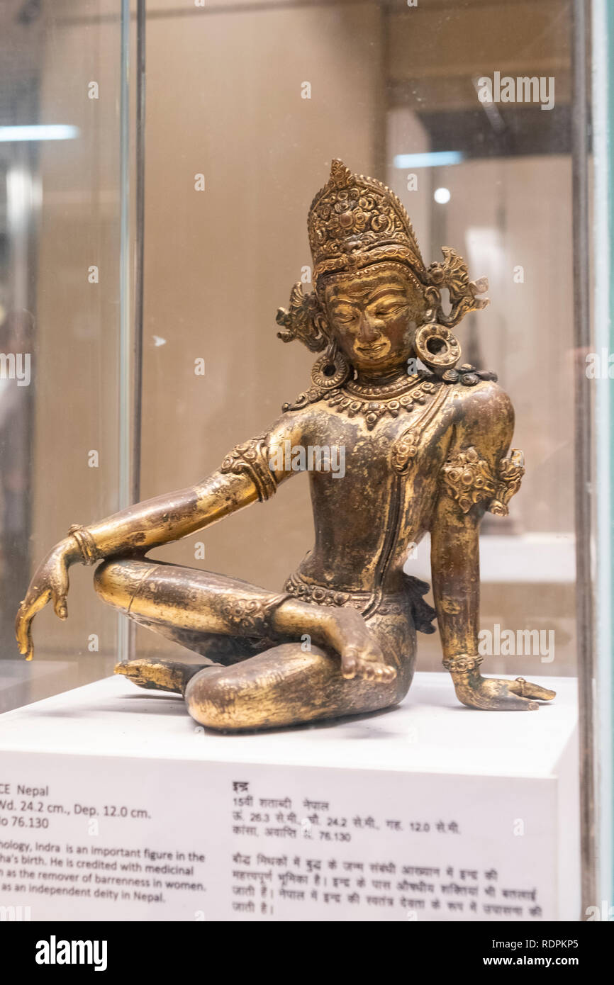 Indra, God of Lightning, Thunder, Rains and River flows. 15th century ...